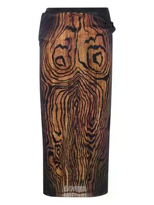 JEAN PAUL GAULTIER Wood-print Draped Skirt - Brown