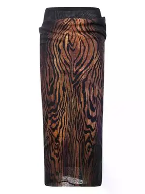 JEAN PAUL GAULTIER Wood-print Draped Skirt - Brown
