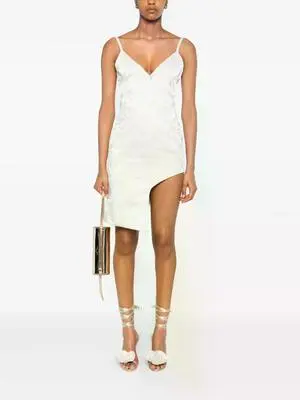 Coperni Asymmetric Floral-jacquard Mini Dress