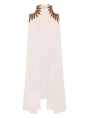 JEAN-LOUIS SABAJI Embellished Cape Dress - Neutrals