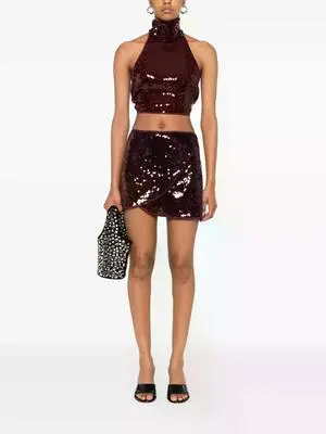 Oseree Marylin Sequin Halterneck Crop Top