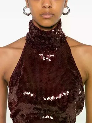 Oseree Marylin Sequin Halterneck Crop Top