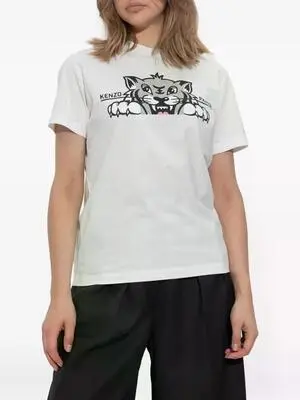 Kenzo Tiger-print Cotton T-shirt - White
