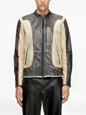 DIESEL® L-evert Leather Biker Jacket - Neutrals