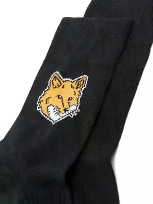 Maison Kitsuné Fox-head Socks - Black