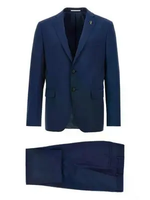 Pal Zileri Metal-logo Brooch Suit - Blue