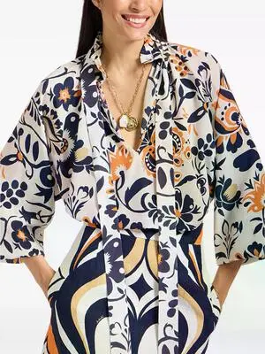 La DoubleJ Cerere Ruffled High-neck Blouse
