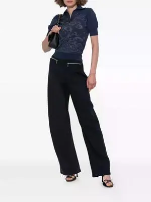 Etro Straight Leg High-waisted Zip-pocket Trousers