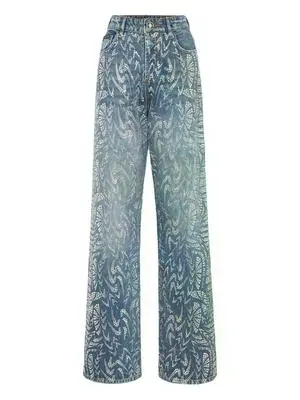 Philipp Plein Rhinestone-embellished High-waist Jeans - Blue