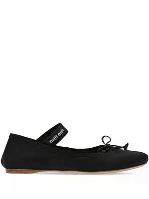 Miu Miu Logo-strap Satin Ballerina Pumps