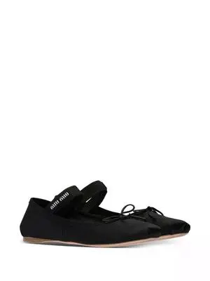 Miu Miu Logo-strap Satin Ballerina Pumps