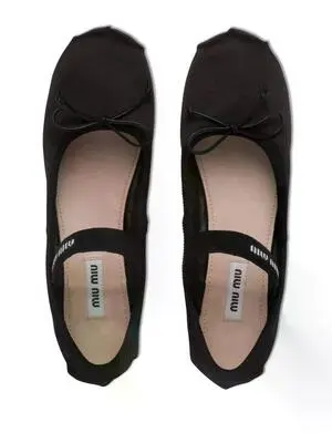 Miu Miu Logo-strap Satin Ballerina Pumps