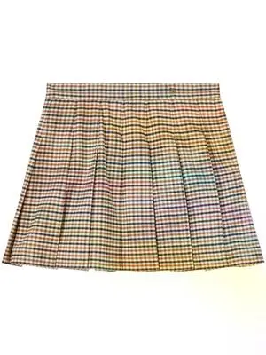 Palm Angels Pleated Check Mini Skirt