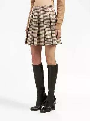Palm Angels Pleated Check Mini Skirt