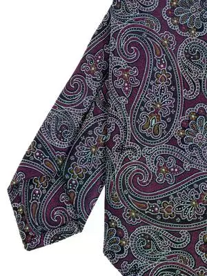 Etro Paisley Silk Neck Tie - Purple