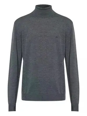 Etro Logo-embroidered Turtleneck Sweater - Grey