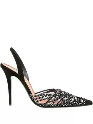 Amina Muaddi Lori Beaded Slingback Pumps - Black