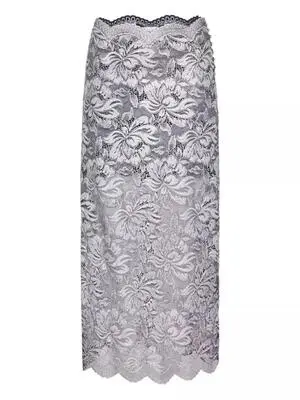 Rabanne Floral Lace Midi Skirt - Grey
