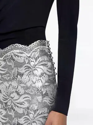 Rabanne Floral Lace Midi Skirt - Grey