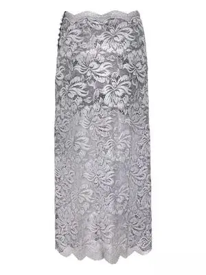 Rabanne Floral Lace Midi Skirt - Grey