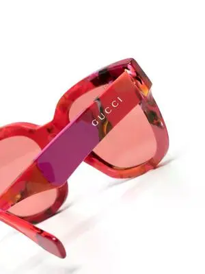 Gucci Tortoiseshell Square-frame Sunglasses - Red