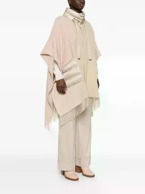 Herno Fringed Cape - Neutrals