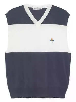 VIVIENNE WESTWOOD V-neck Striped Vest - Blue