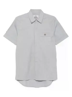 VIVIENNE WESTWOOD Orb-embroidered Short-sleeve Shirt - Grey