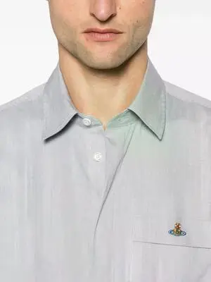 VIVIENNE WESTWOOD Orb-embroidered Short-sleeve Shirt - Grey
