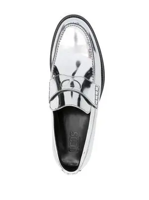 Gcds Reflective-effect Leather Loafers - Silver