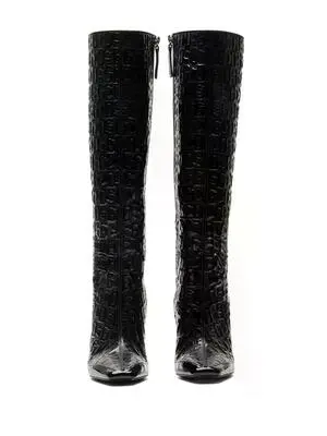 Gcds 100mm Monogram-pattern Leather Boots