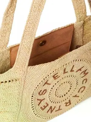 Stella McCartney Embroidered-logo Raffia Tote Bag