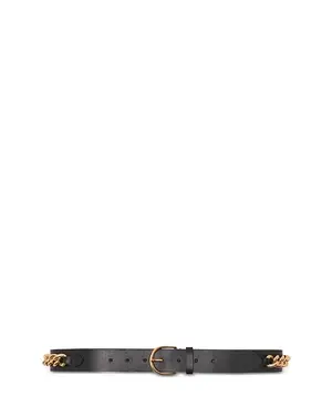 Maje Chain Detail Leather Belt - Black