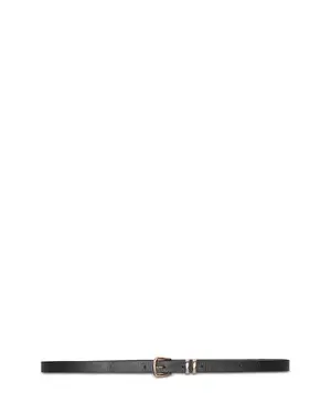 Maje Square Buckle Mini Leather Belt - Black