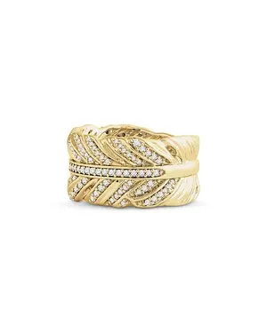 ANABEL ARAM Feather Pave Ring - Gold