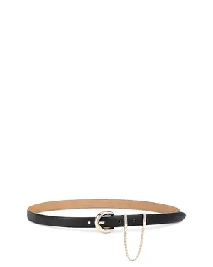 Ettika Cascade Chain Leather Belt - Black