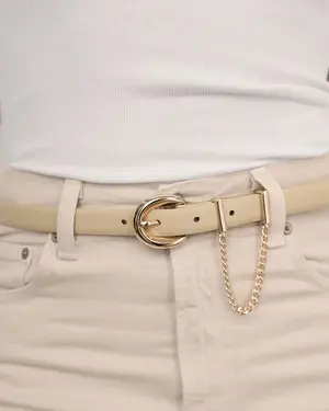 Ettika Cascade Chain Leather Belt - Ivory