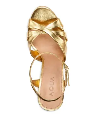 Aqua Ellah Strappy High Heel Sandals - Gold