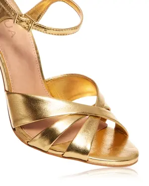 Aqua Ellah Strappy High Heel Sandals - Gold
