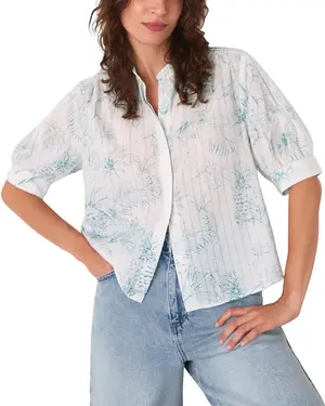 Whistles Pineapple Textured Shirt - Ivory/multi