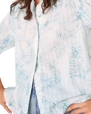 Whistles Pineapple Textured Shirt - Ivory/multi