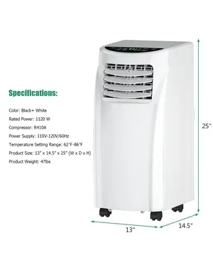 COSTWAY 8,000btu Portable Air Conditioner & Dehumidifier Function Remote