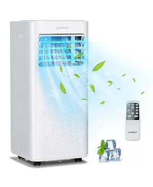 COSTWAY 10000 Btu Portable Air Conditioner 4-in-1 Ac With Cool Fan Humidifier Sleep Mode - White