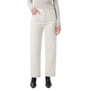 AGOLDE Ren High-rise Wide-leg Ankle Jeans - Brown Rice