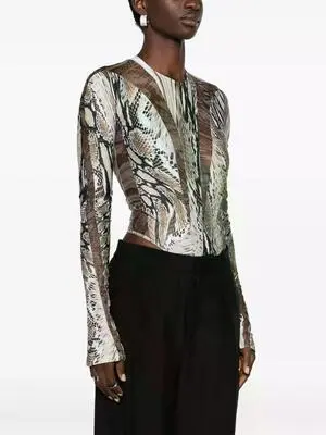 MUGLER Illusion Sheer-paneled Bodysuit