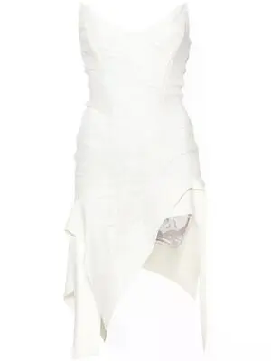 MUGLER Asymmetric Bustier Mini Dress - Neutrals