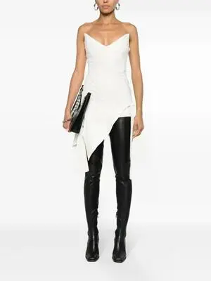 MUGLER Asymmetric Bustier Mini Dress - Neutrals