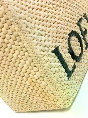 Loewe Logo Embroidered Raffia Tote Bag - Neutrals