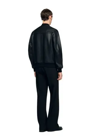 Sandro Leather Bomber Jacket - Black