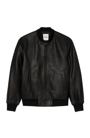 Sandro Leather Bomber Jacket - Black